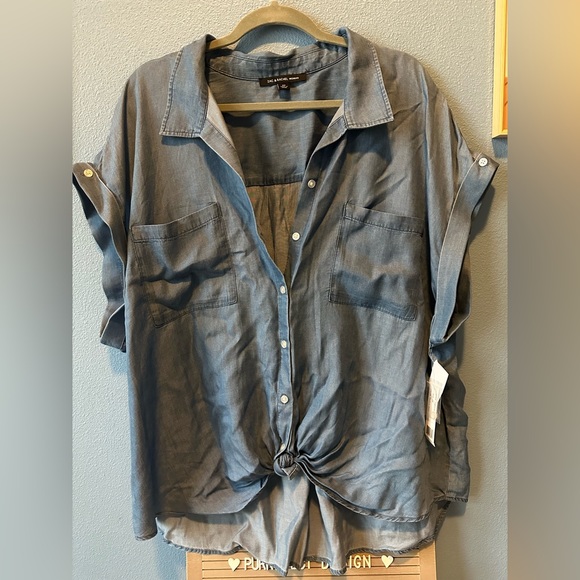 Zac & Rachel | Tops | Zac Rachel Lyocell Blue Chambray Button Down Blouse | Poshmark